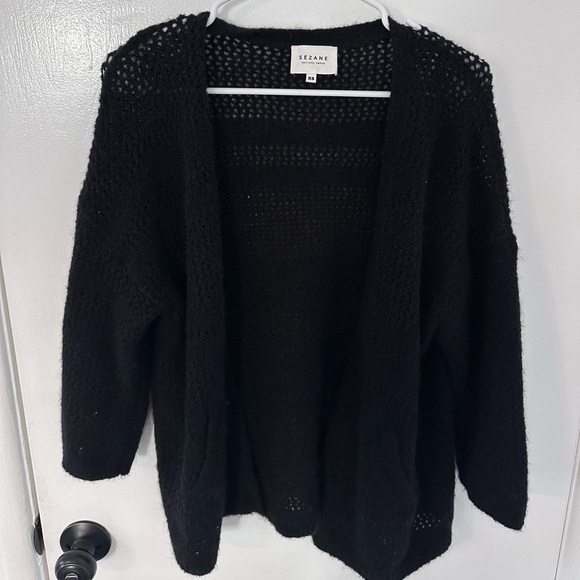 Sezane | Sweaters | Sezane Black Wool Knit Cardigan Sweater Size Xs ...